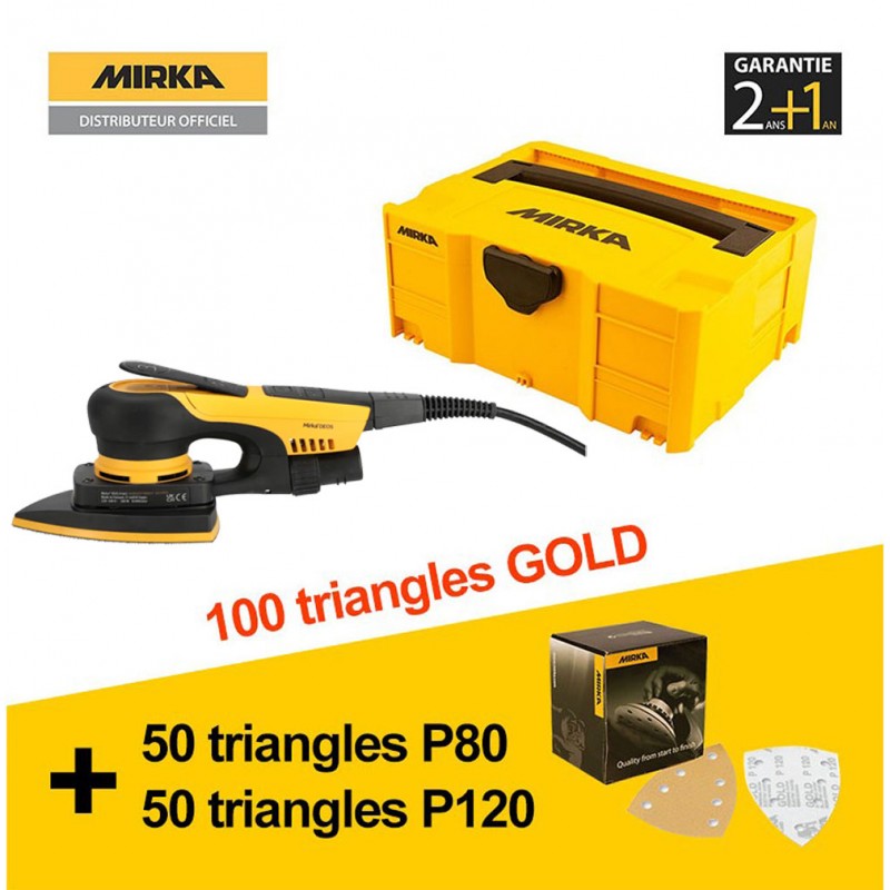 Offre speciale Mirka DEOS 663CV II DELTA + 100 triangles abrasifs Gold